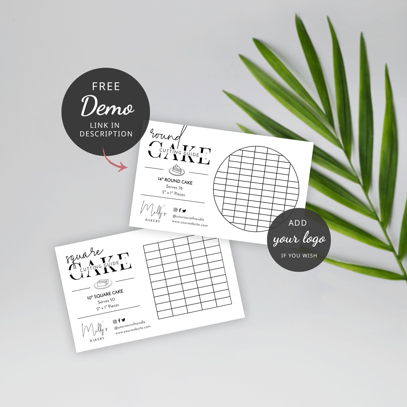 Round & Square Cake Cutting Guides, Editable Wedding Cakes Cutting ...
