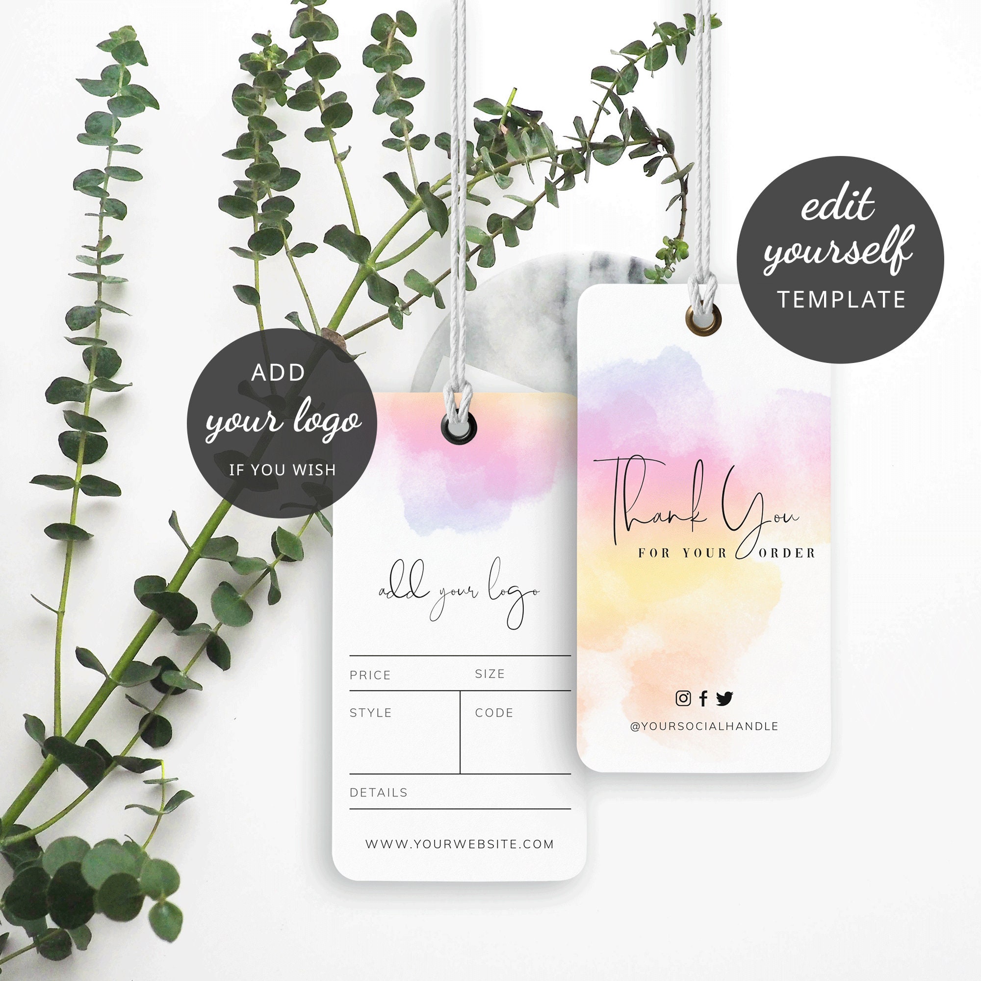 Editable Swing Tag Template Thank You for Your Order Tags - Etsy