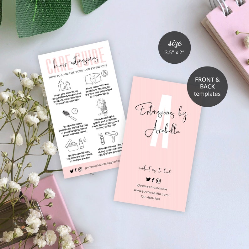 Hair Extensions Aftercare Template Editable Hair Extensions | Etsy