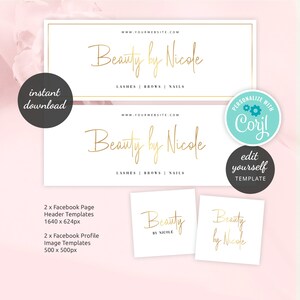 Facebook Page Cover Template, Editable Facebook Header, Faux Gold ...