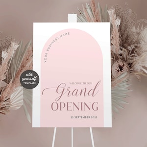 Boho Grand Opening Sign Template, Elegant Pink Terracotta Arch, Launch ...