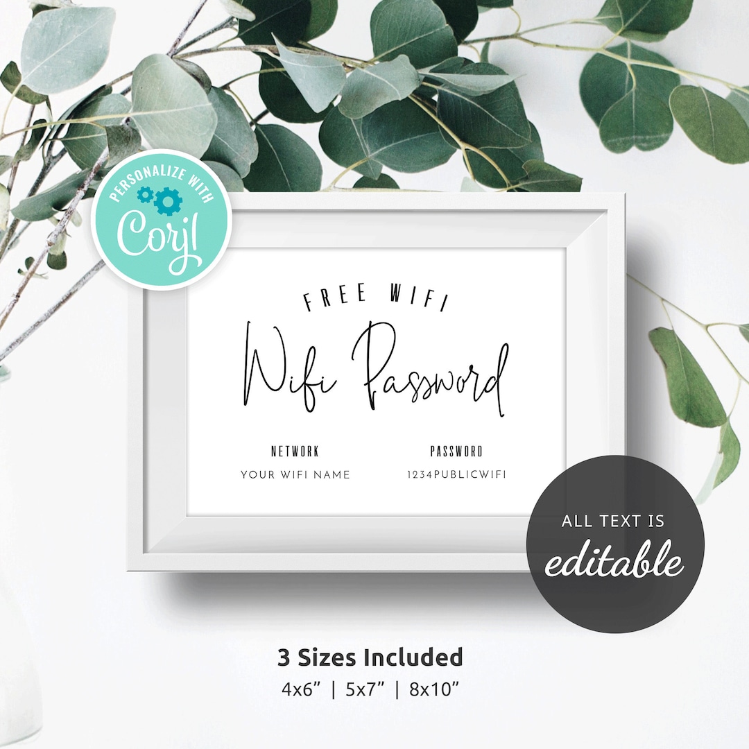 Editable Wifi Password Sign, Printable Wifi Sign Template, Wi-fi ...