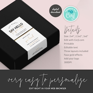 Product Box Label Template, Black & Gold, Box Seal Shipping Sticker ...