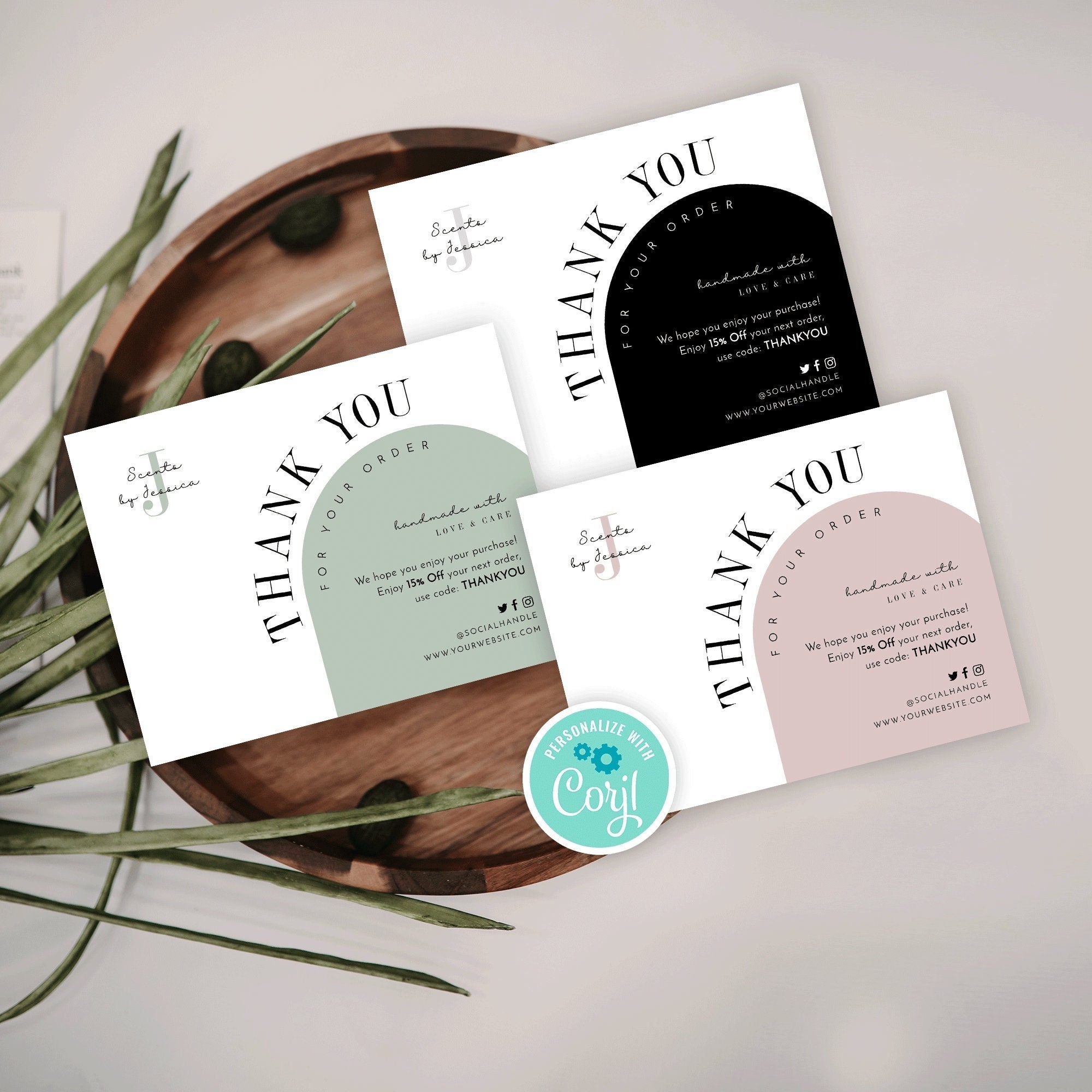 Modern Thank You for Order Card, Editable Business Order Inserts ...