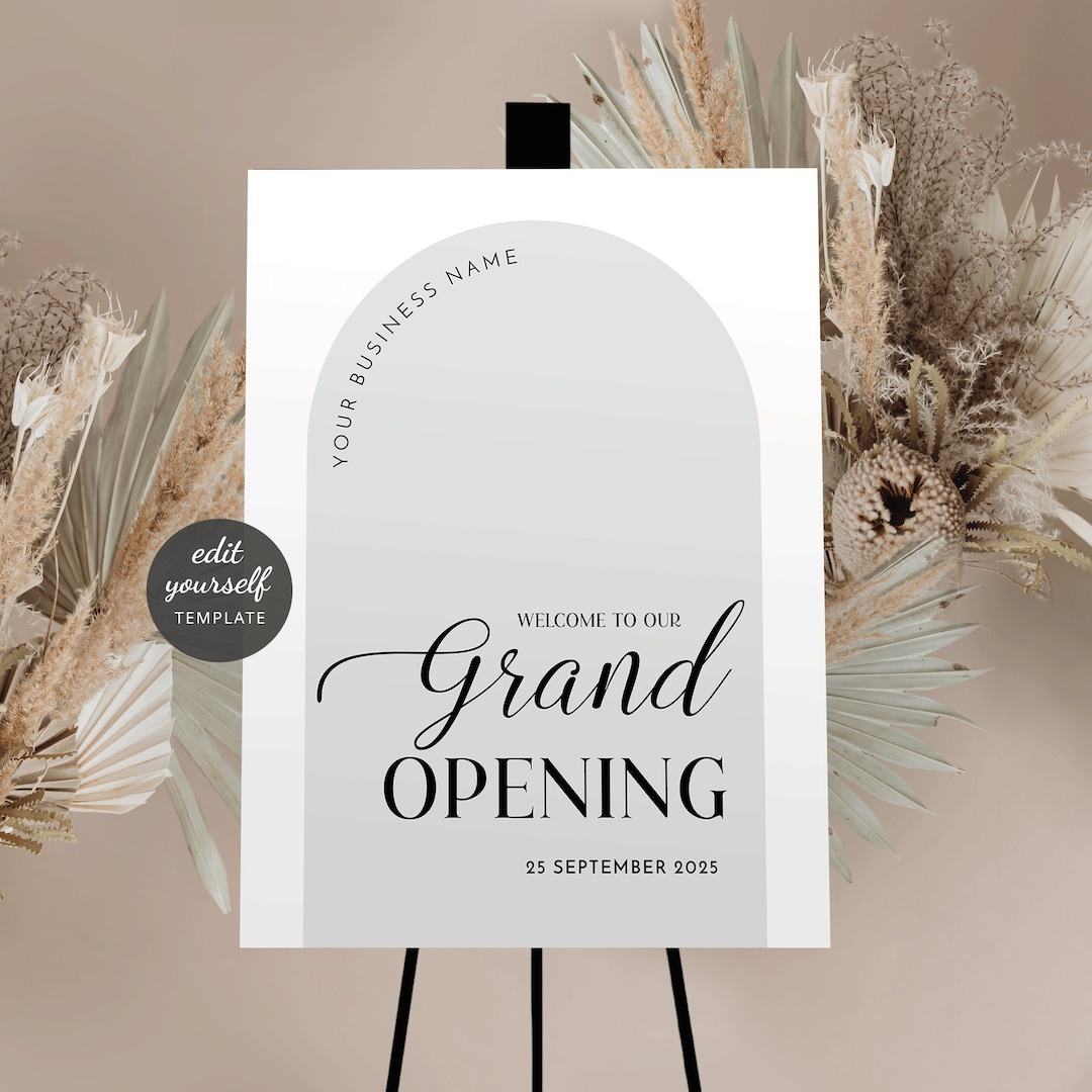 Grand Opening Arch Sign Template, Minimal Boho, Business Launch Party ...
