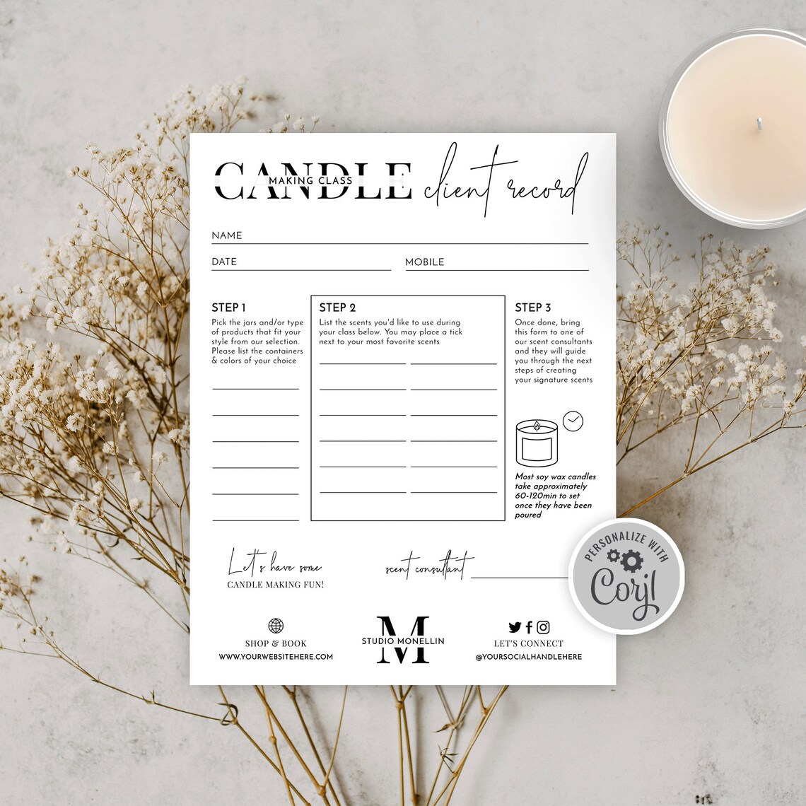 Candle Class Customer Form Template, Candle Making Course Client ...