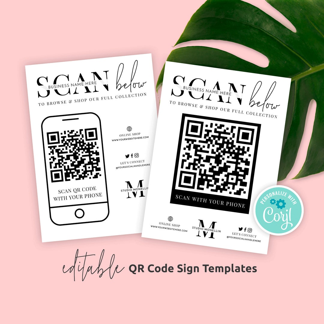 QR Code Sign Template, Minimalist Scan QR Link Board, Printable Scan to ...