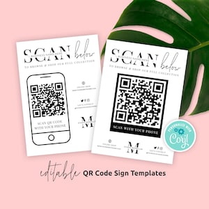 QR Code Sign Template, Minimalist Scan QR Link Board, Printable Scan to ...
