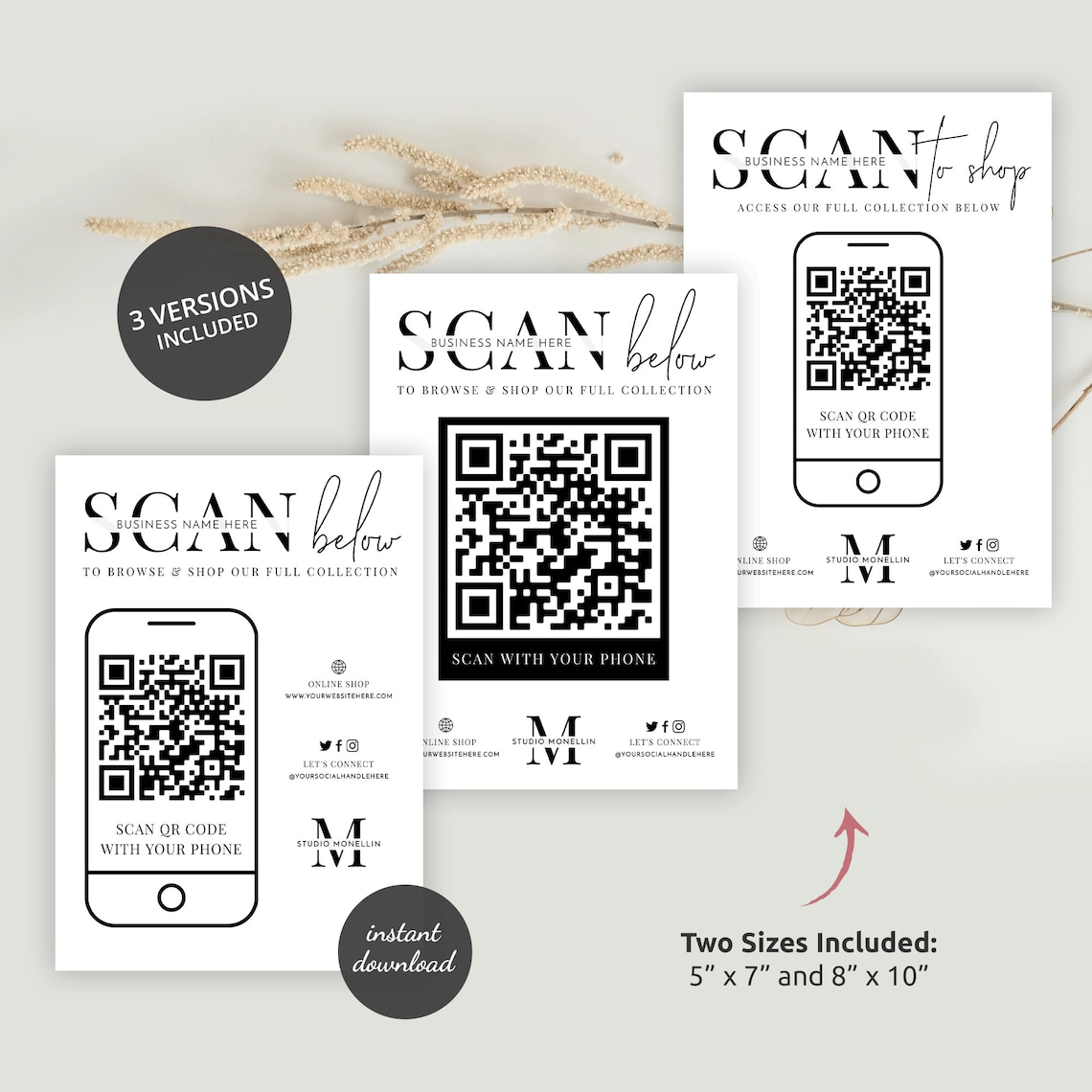 QR Code Sign Template Minimalist Scan QR Link Board - Etsy