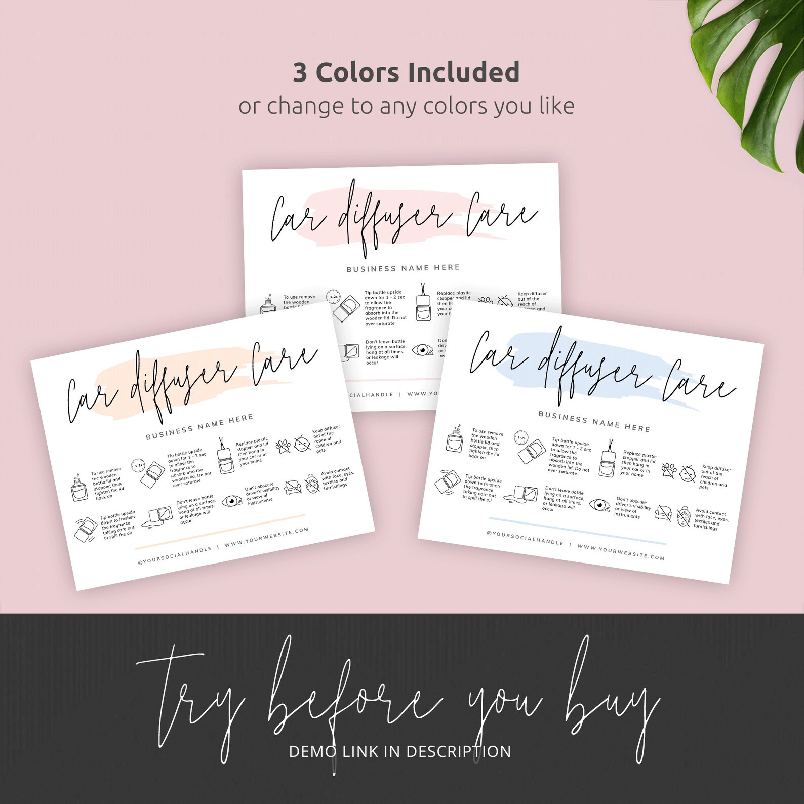 Car Diffuser Care Guide Template Printable Hanging Diffuser - Etsy ...