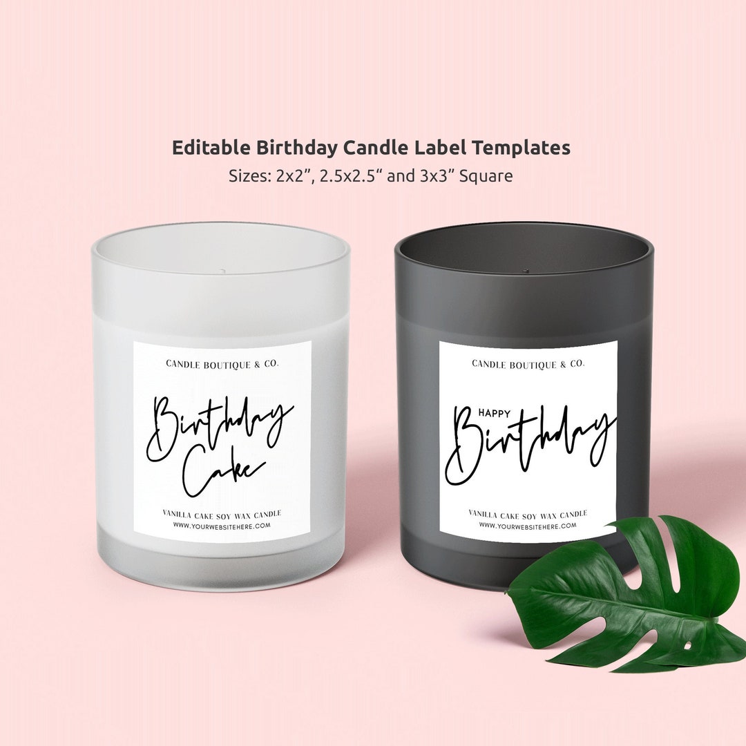 Birthday Candle Label Templates, Birthday Cake Candles Branding Kit ...