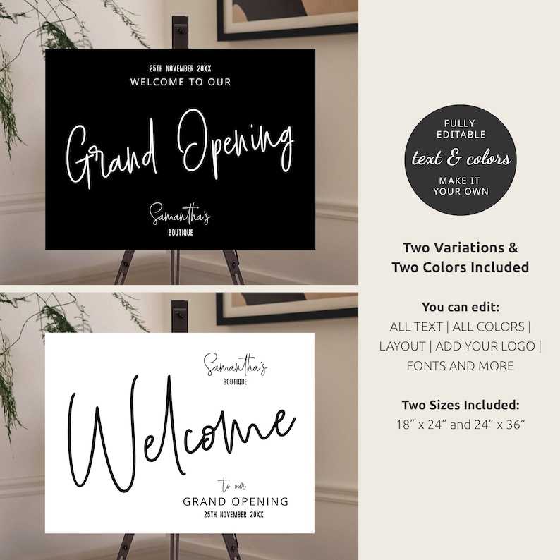 Business Grand Opening Sign Template, Modern Launch Party Welcome Board ...