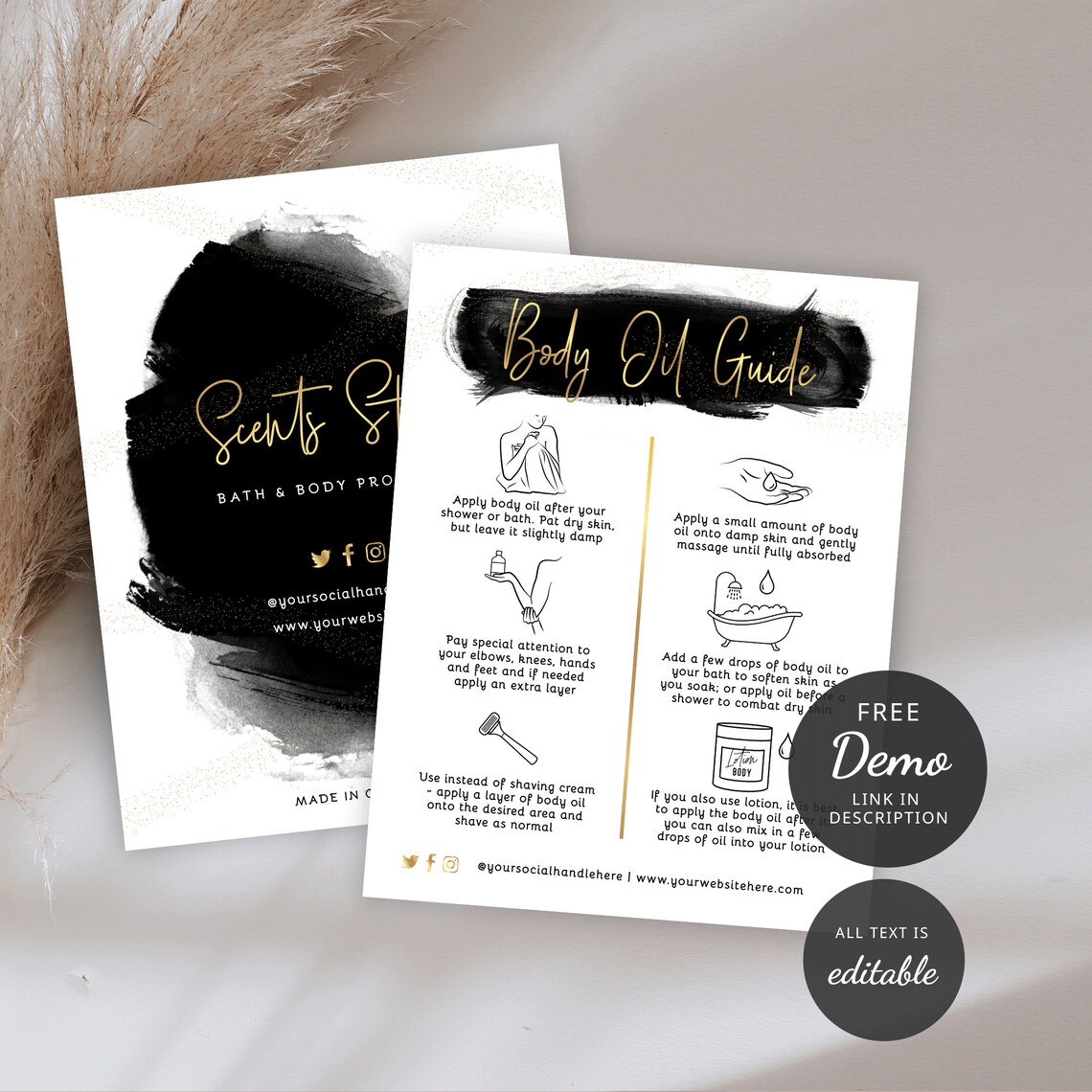 Body Oil Care Instructions Template, Custom Dry Oil Application Guide ...