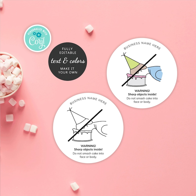 Tiered Cake Warning Label Template, Do Not Smash in Face or Body ...