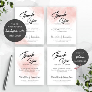 Editable Thank You for Order Cards, Printable Thank You Card Template ...