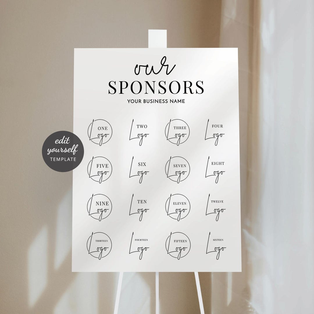 Event Sponsors Logos Sign Template, Minimalist Fundraiser Donors List ...