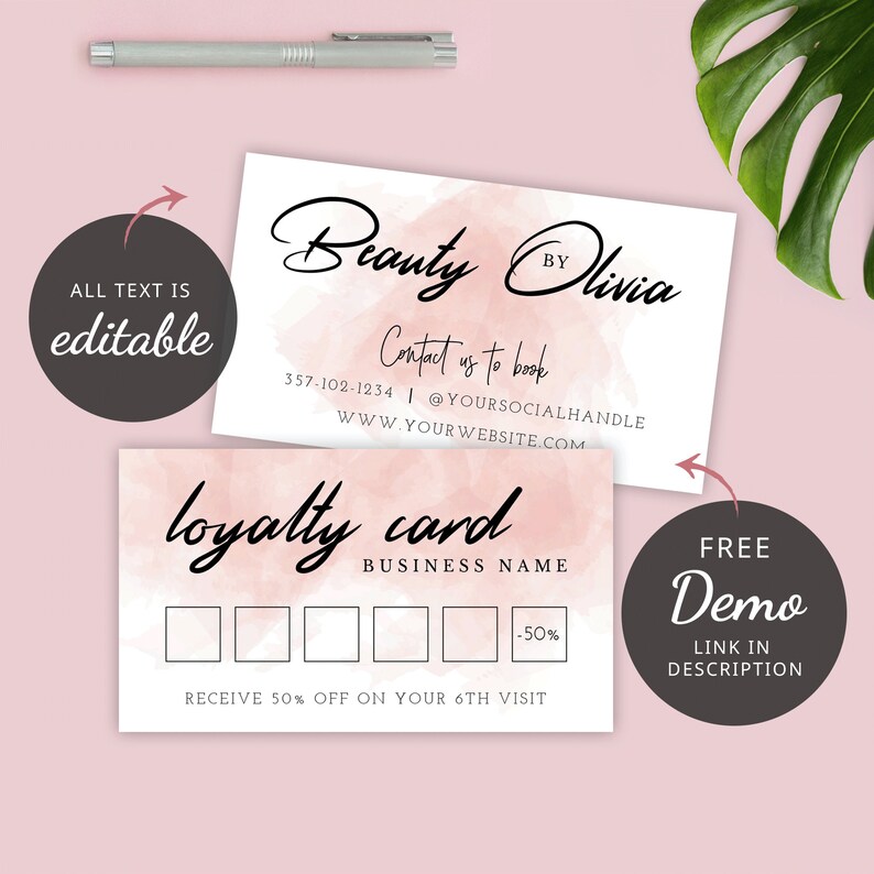 Editable Rewards Card Beauty Loyalty Club Card Template DIY - Etsy