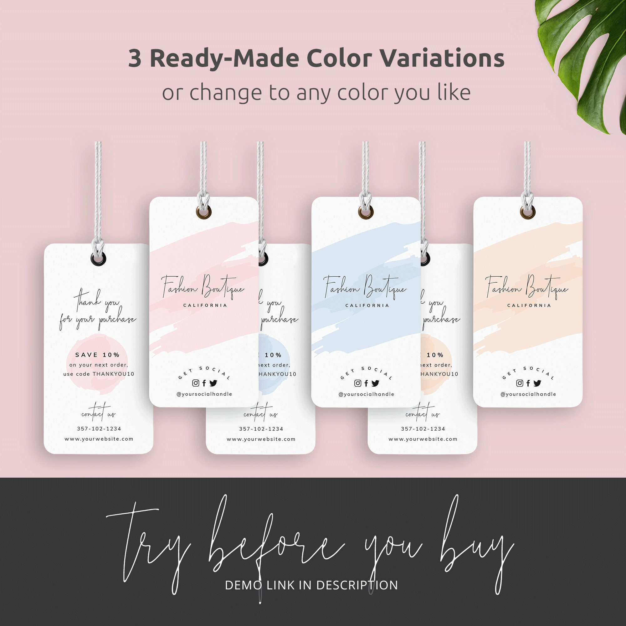 Editable Boutique Hang Tag Template Printable Clothing Tag - Etsy