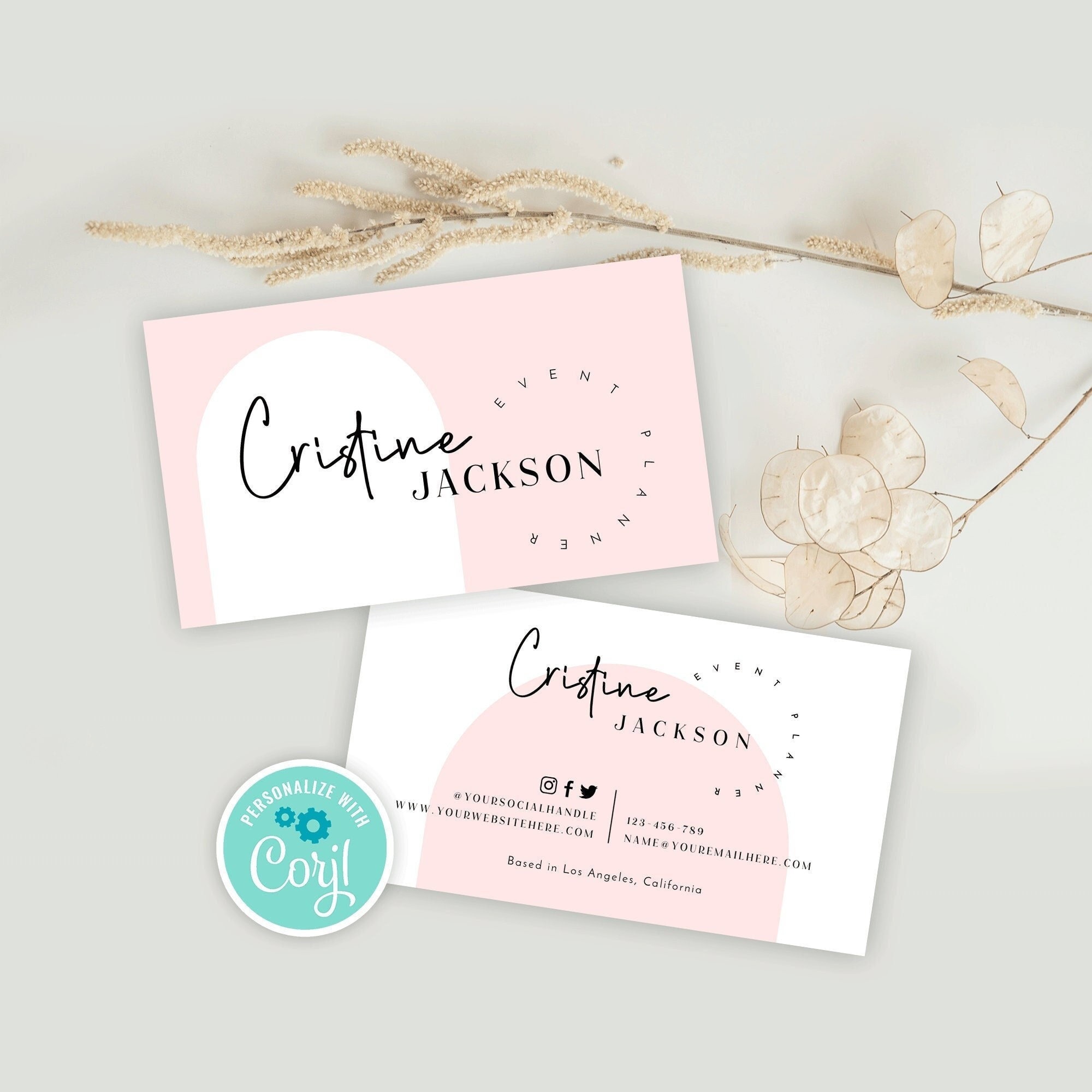 Boho Business Cards Template Bohemian Company Card Design - Etsy
