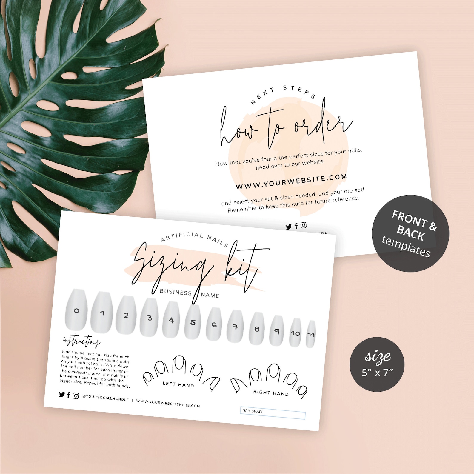 Editable Nail Sizing Kit Template False Nails Size Chart - Etsy Canada