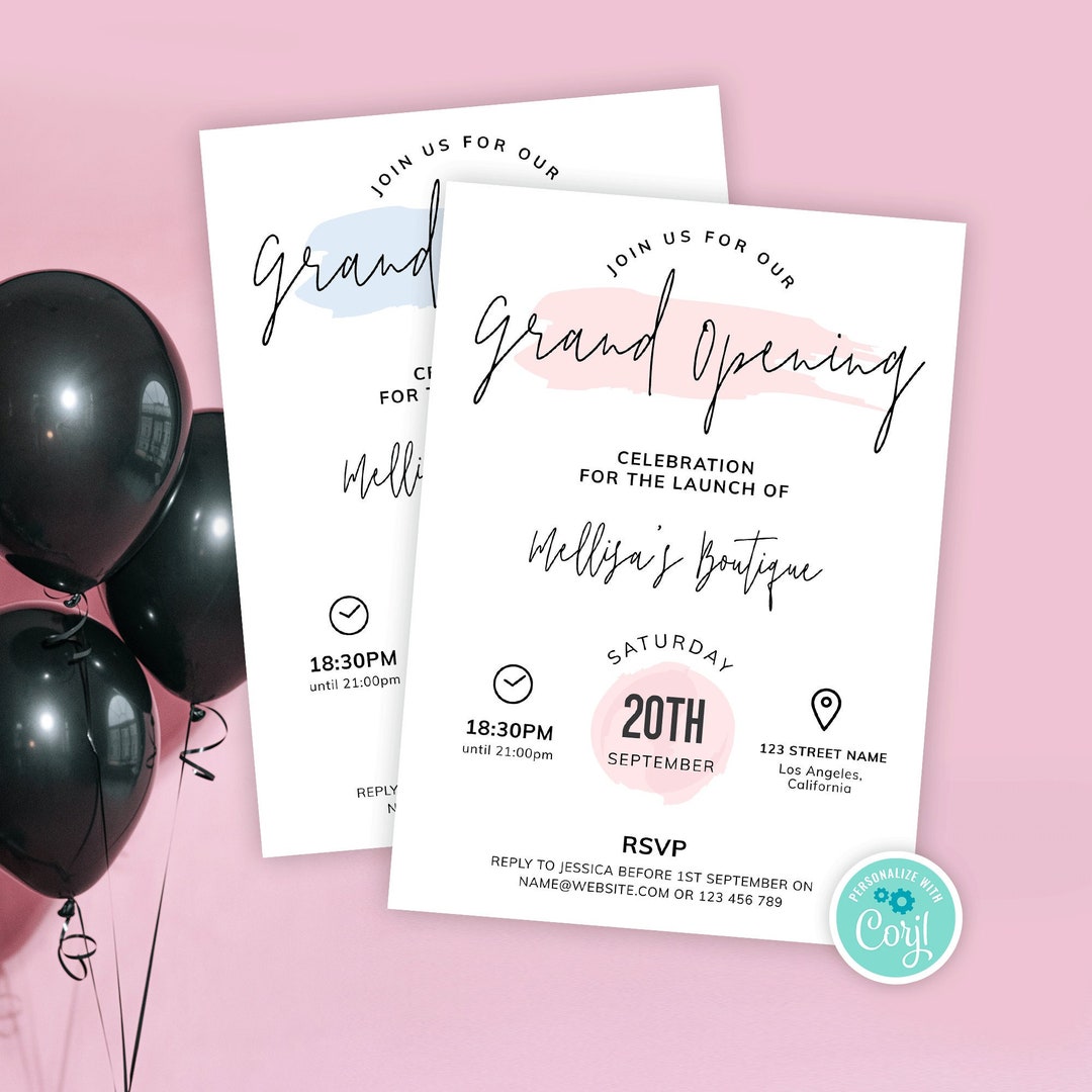 Grand Opening Event Invite Template, Feminine Business Launch Flyer ...