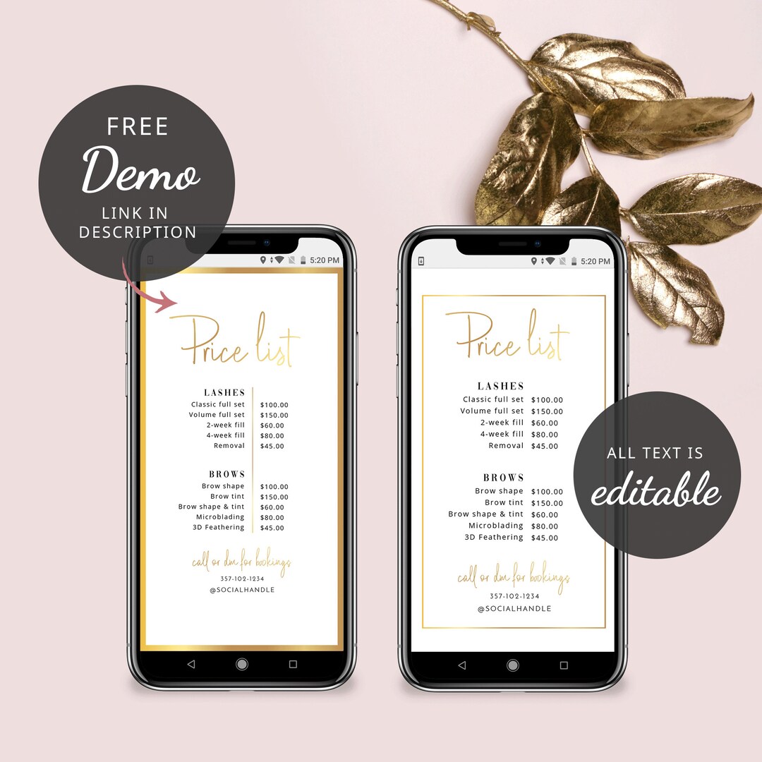 Editable Instagram Price List Template, Instagram Story Price List ...