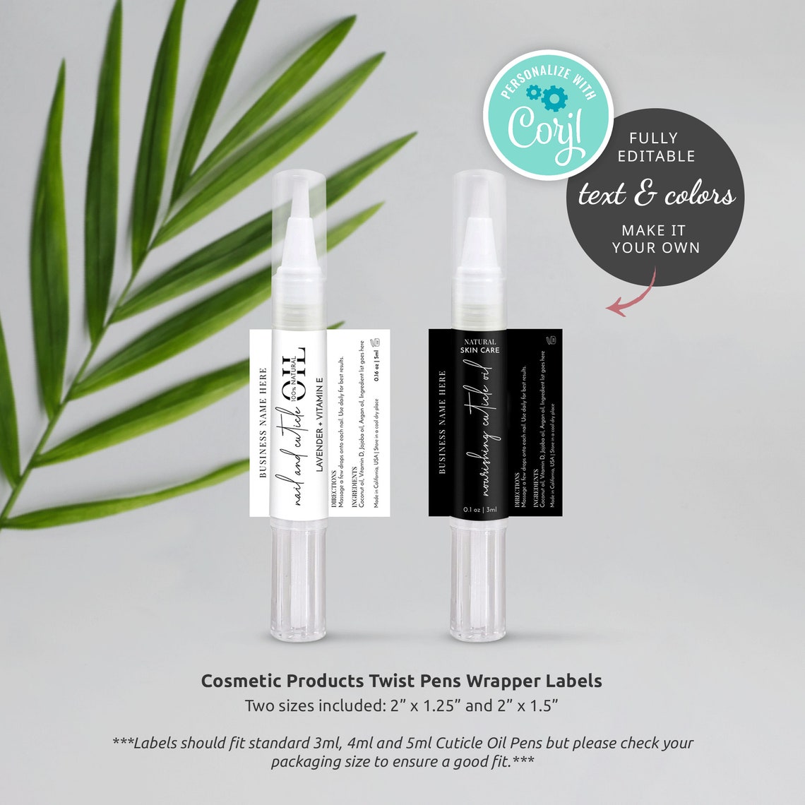 Cuticle Oil Pen Label Template Editable Cosmetic Twist Tube | Etsy