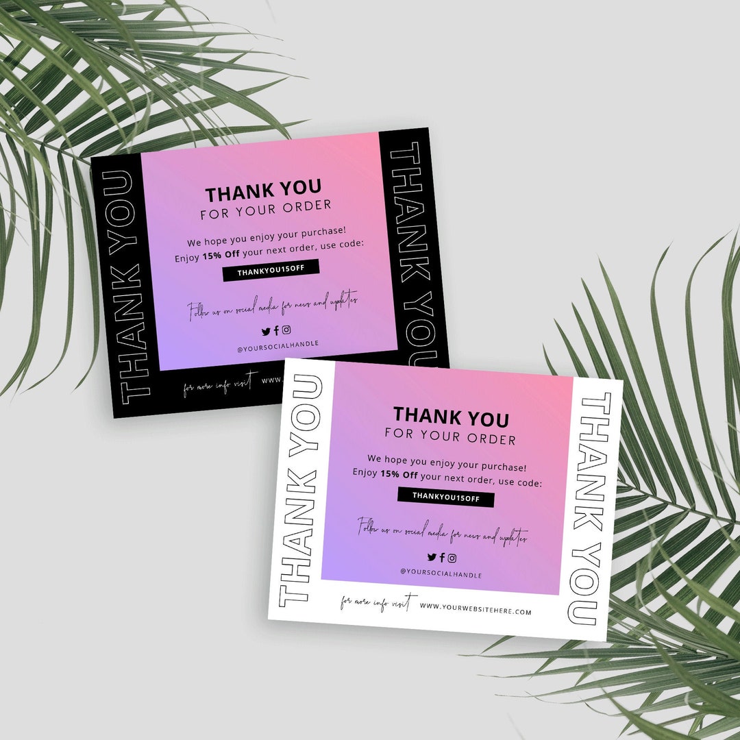 DIY Thank You for Order Cards Template Editable Business - Etsy