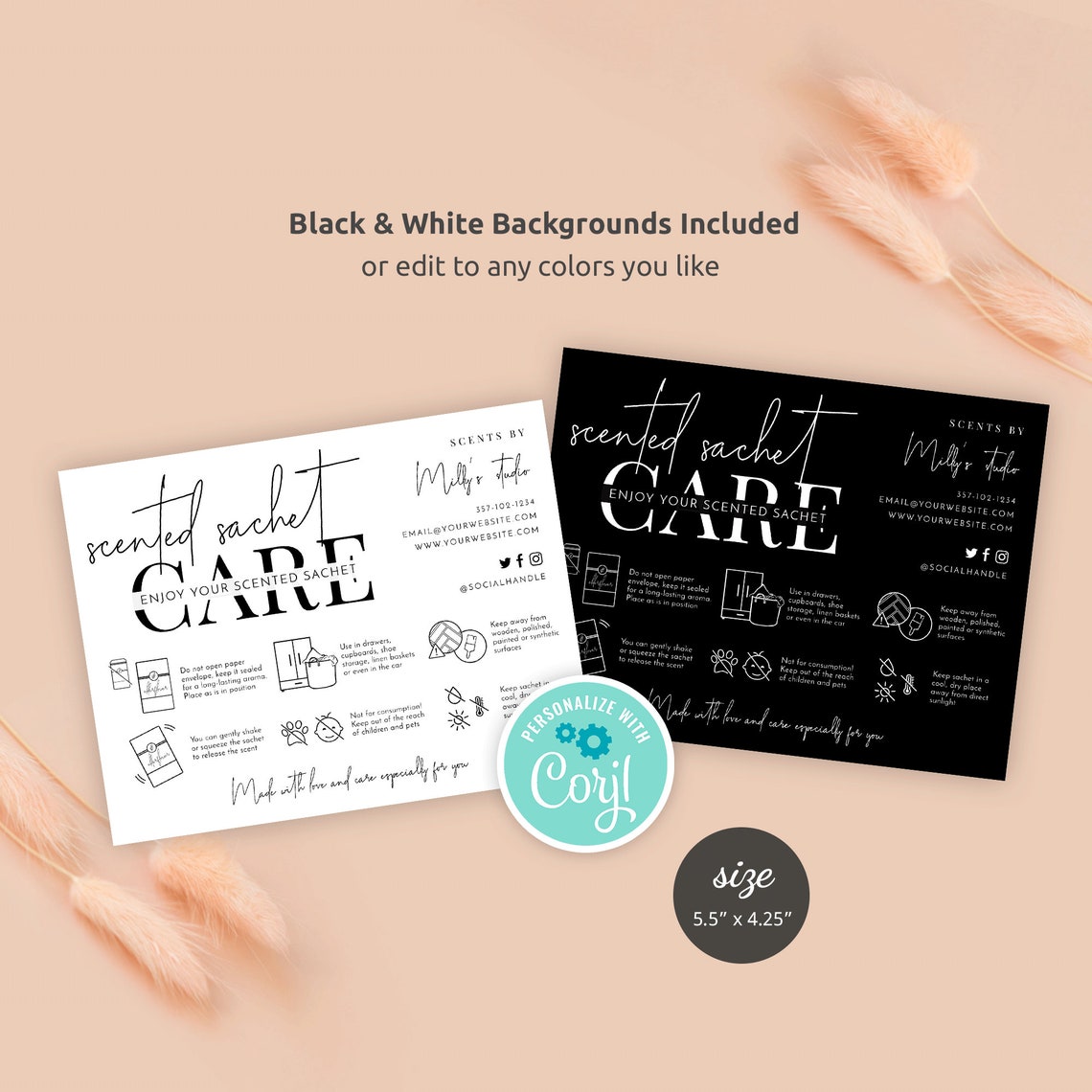 Editable Scented Sachet Care Guide Perfume Sachet Care Card | Etsy