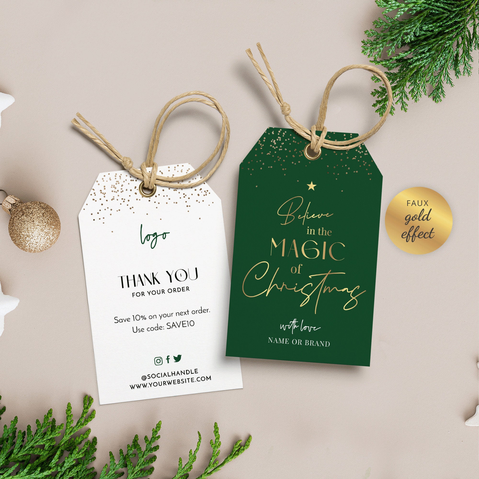 DIY Christmas Gift Tag Template Editable Holiday Hang Tag - Etsy