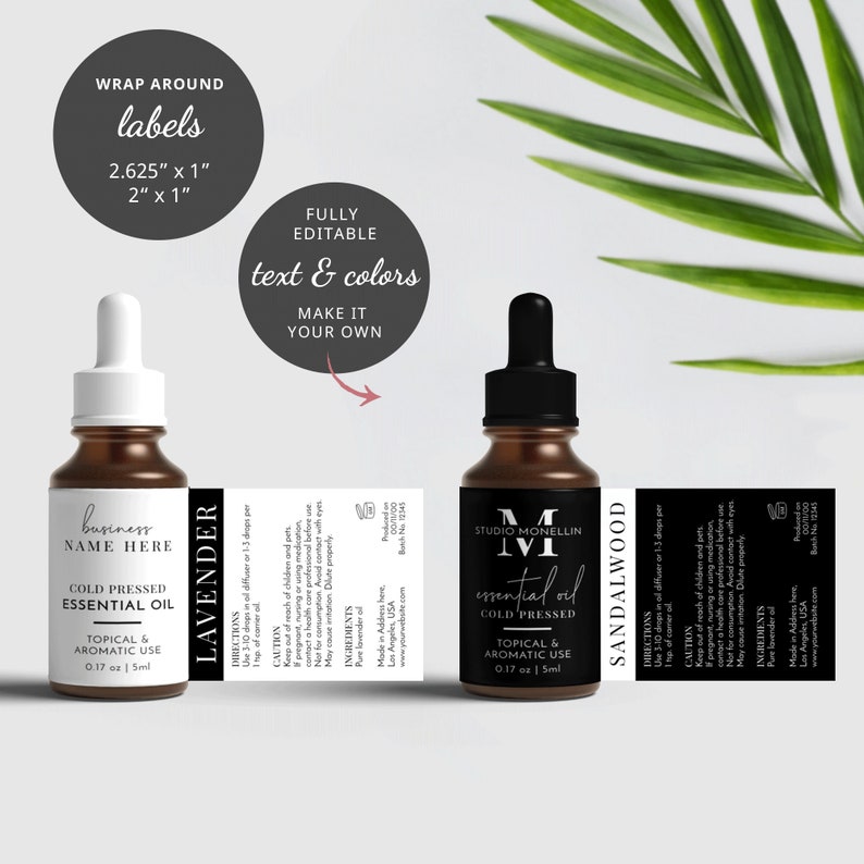 Essential Oil Label Template Editable Aromatherapy Oil - Etsy