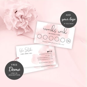 Editable Rewards Card, Printable Loyalty Card, Beauty Salon Customer ...