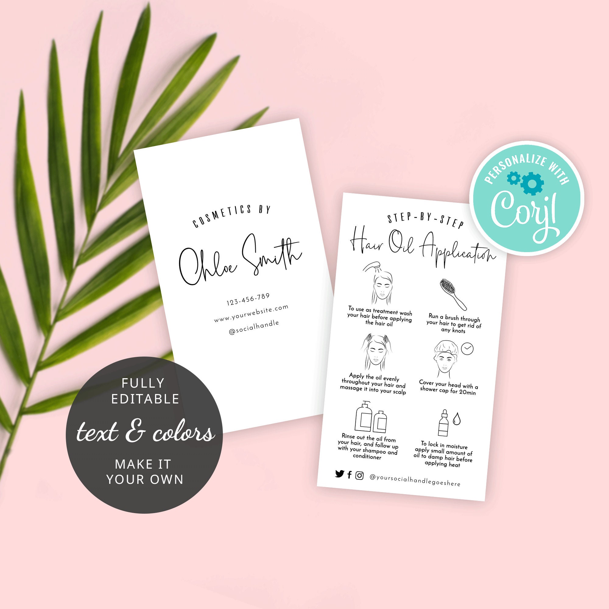 Hair Oil Application Guide Editable Hair Oil Care Card DIY | Etsy