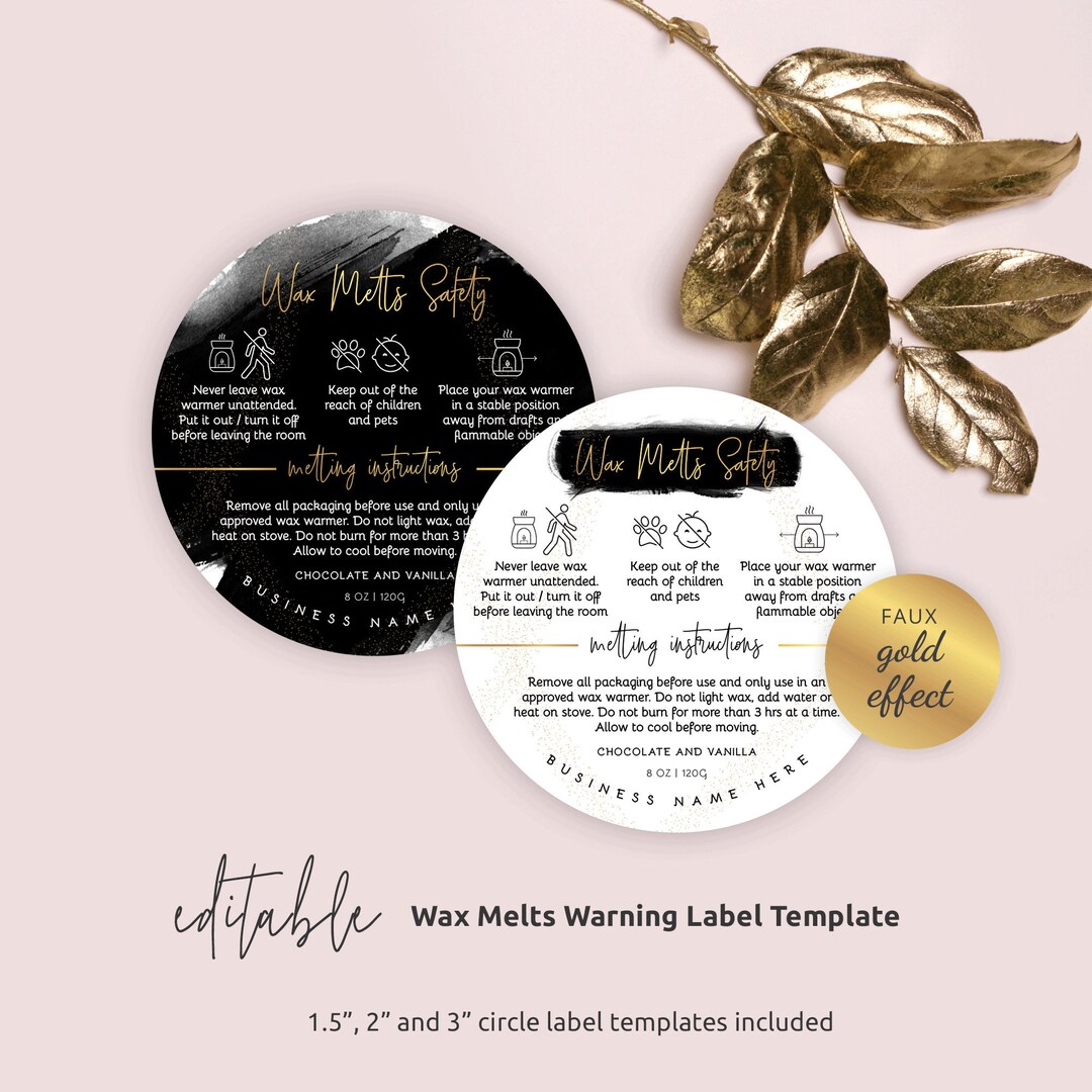 Wax Melts Warning Template, Editable Wax Tarts Safety Labels, 1.5" 2" 3 ...