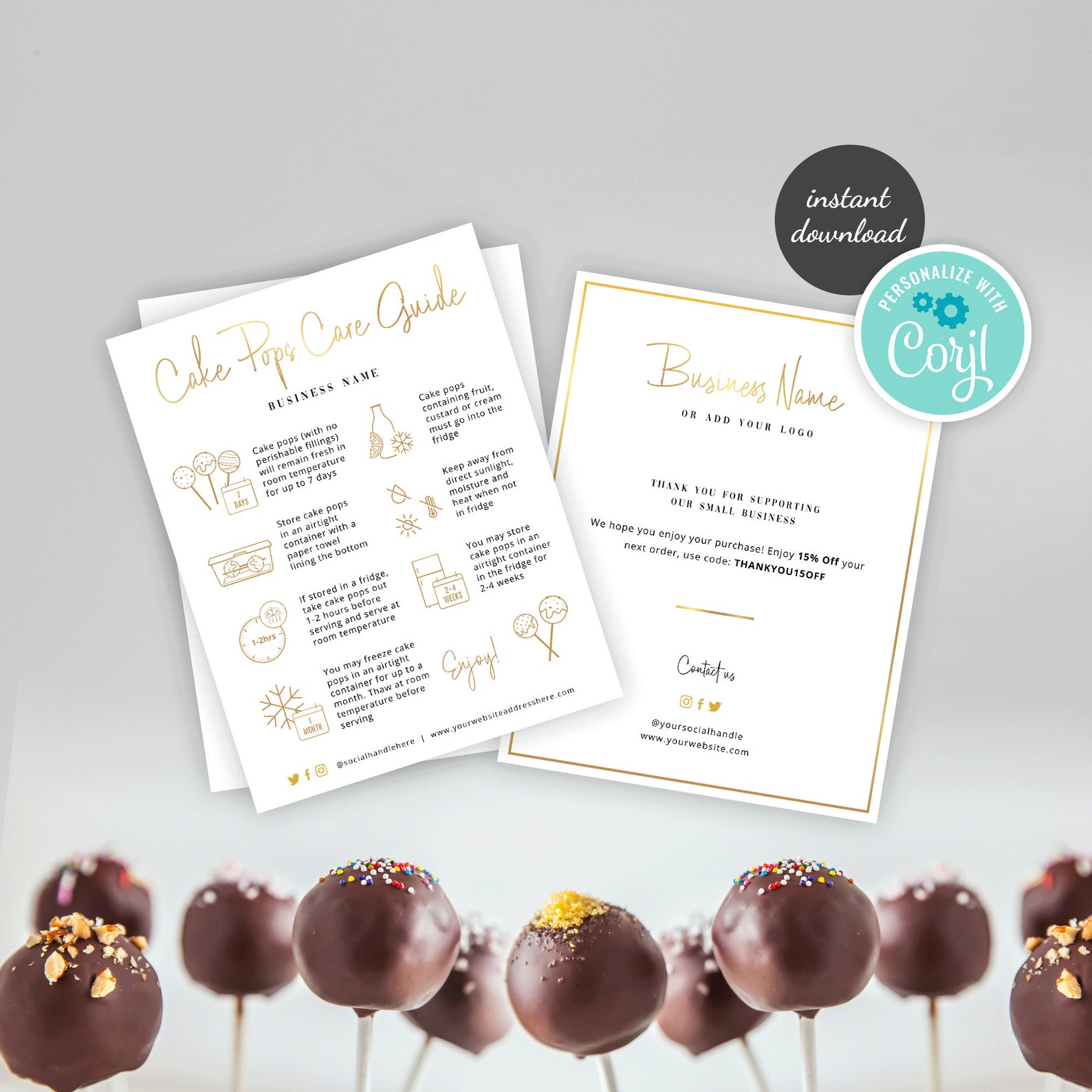 Printable Cake Pops Care Card Customizable Cake Pops Care - Etsy