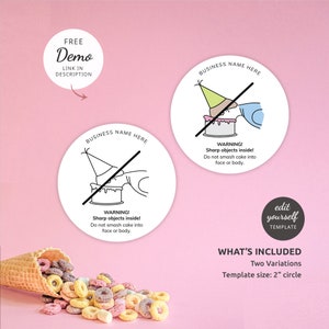Tiered Cake Warning Label Template, Do Not Smash in Face or Body ...