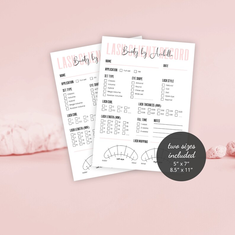 Editable Lash Client Record Template Printable Lash | Etsy