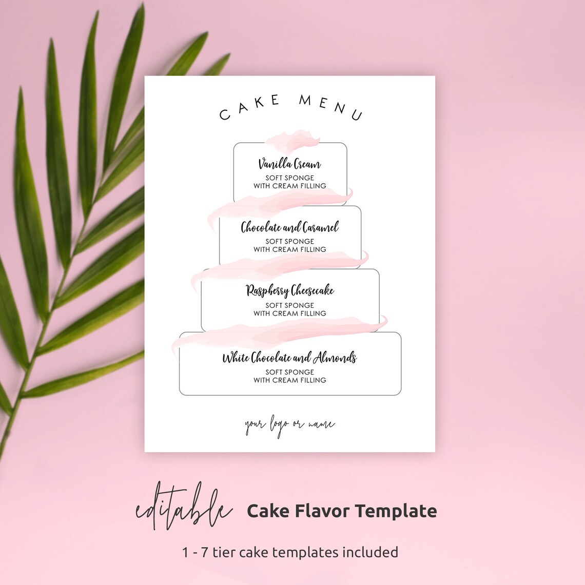Editable Cake Flavor Sign Printable Cake Menu Template | Etsy