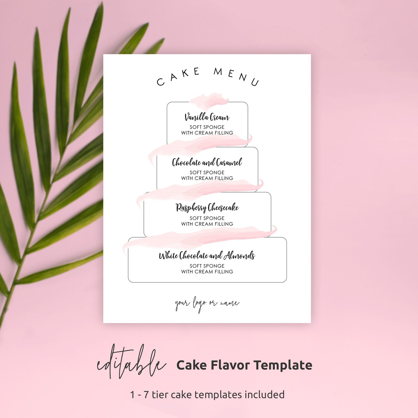 Editable Cake Flavor Sign Printable Cake Menu Template | Etsy