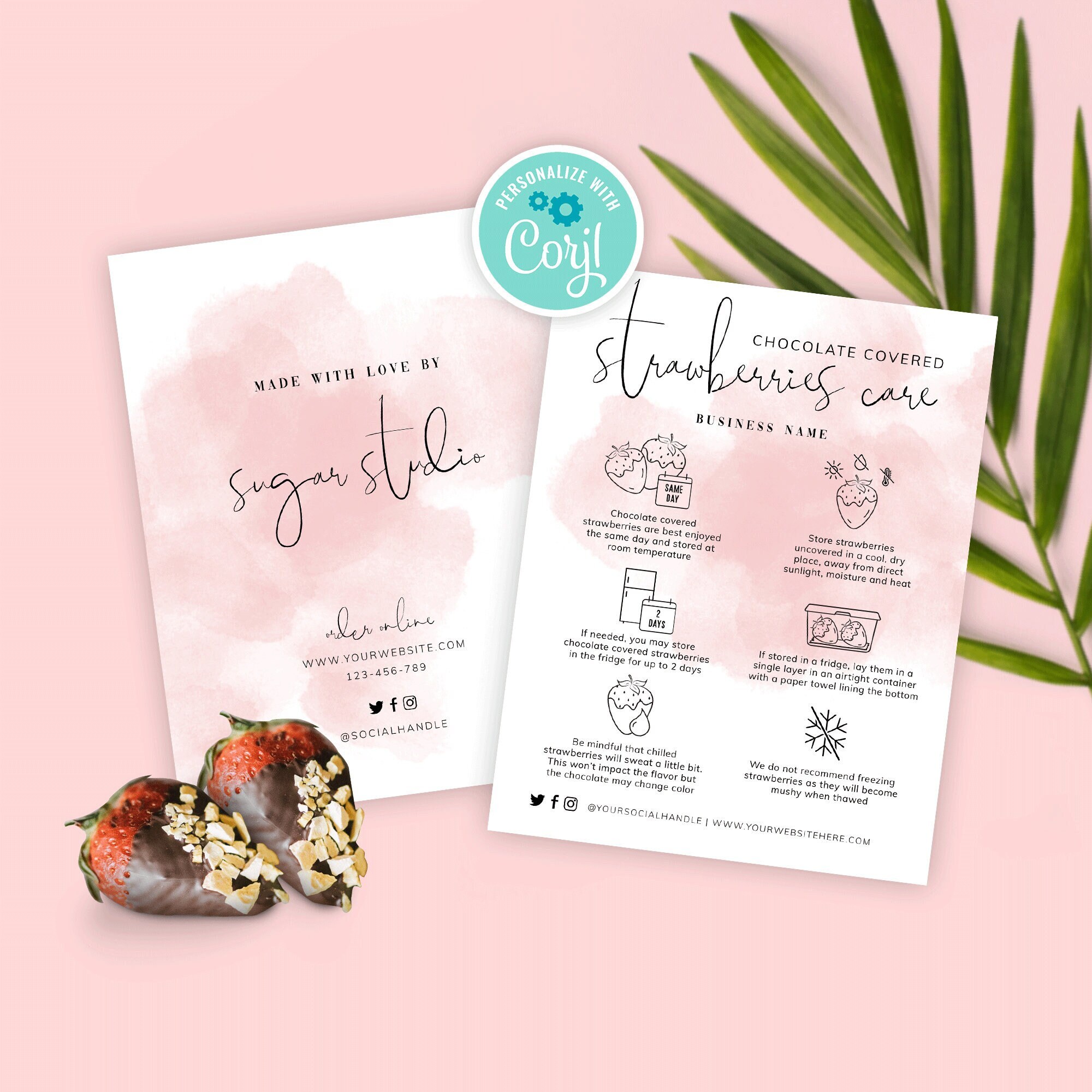 Chocolate Strawberries Care Card Custom Choc Dipped - Etsy