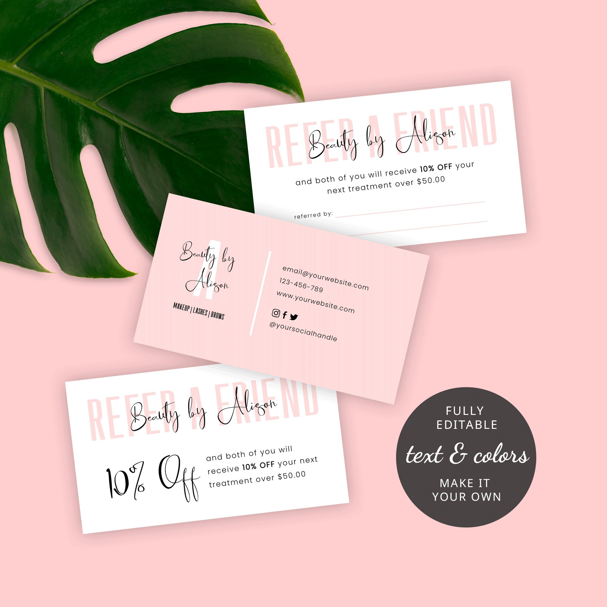 Refer a Friend Template Editable Client Referral Card - Etsy UK