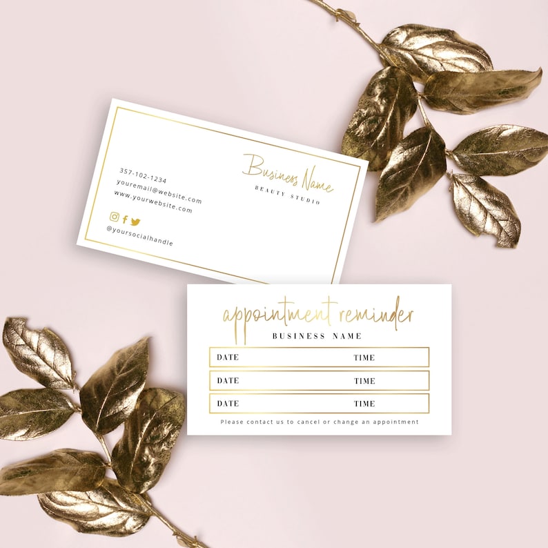 Gold Effect Appointment Reminder Template Editable - Etsy