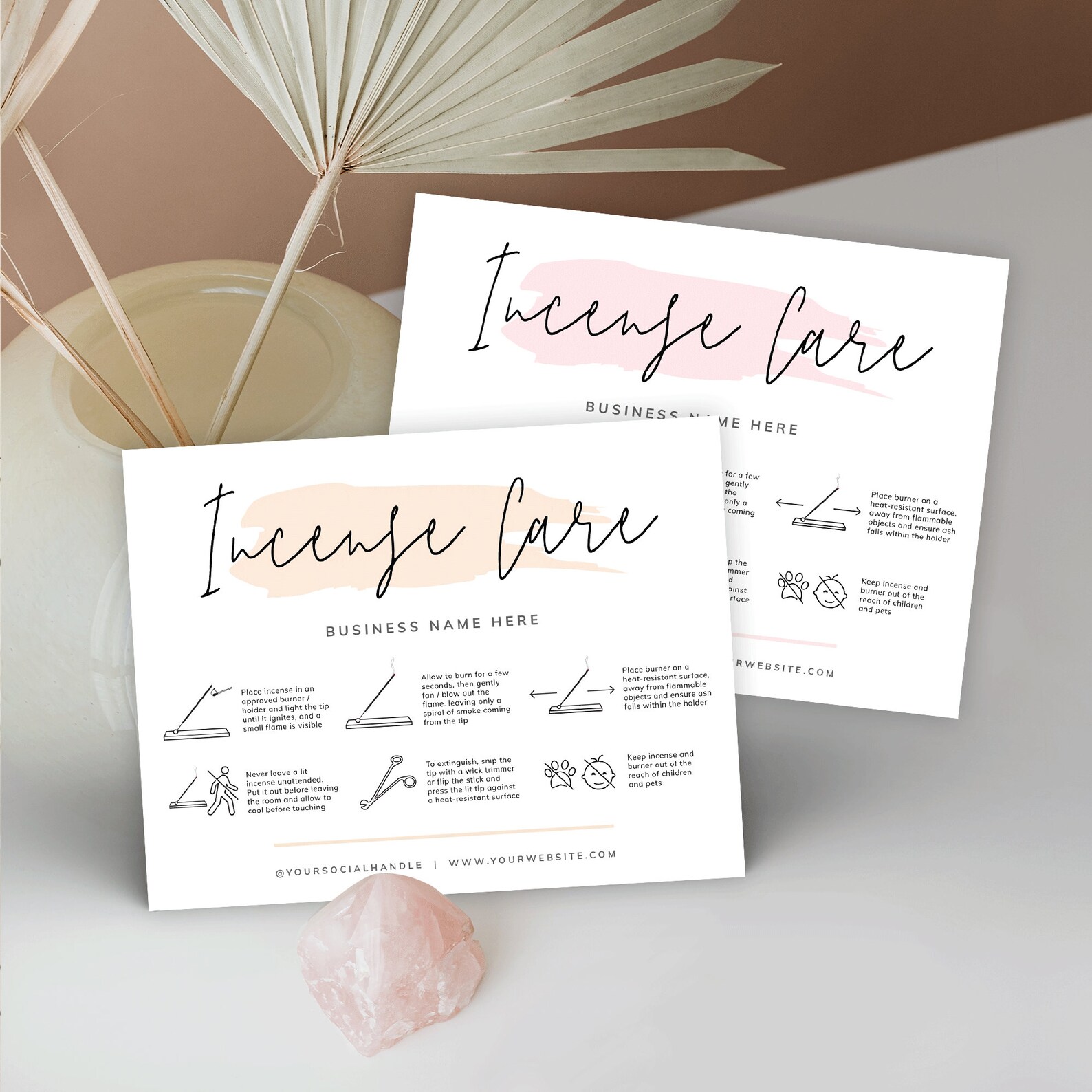 Incense Stick Care Card Template, Editable Aromatherapy Scented Sticks ...