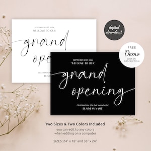 Business Grand Opening Welcome Sign Template, Elegant Boutique Launch ...