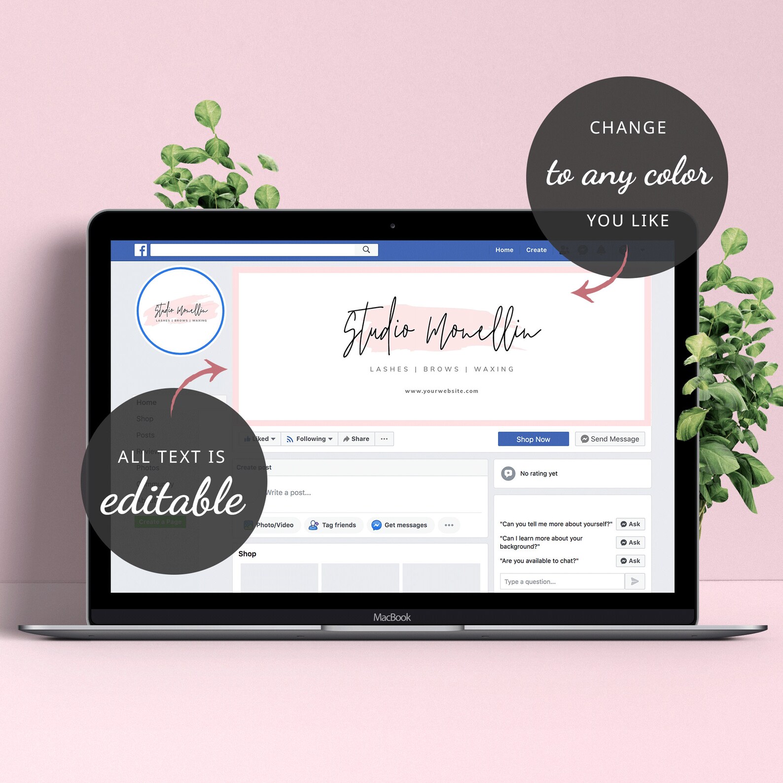 Editable Facebook Page Cover Template, DIY Facebook Header Image ...