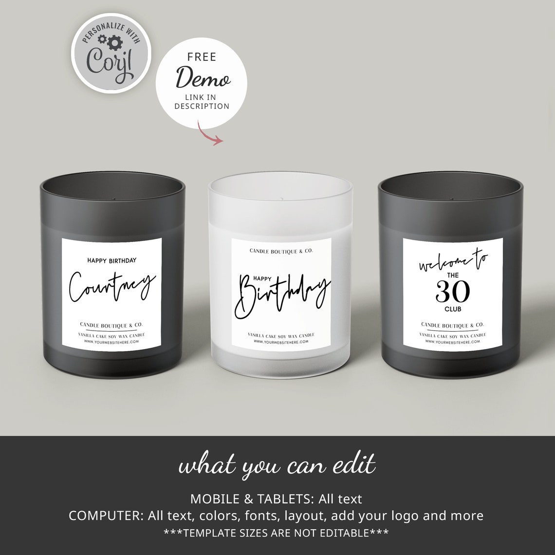 Birthday Candle Label Templates Birthday Cake Candles - Etsy