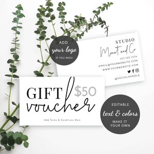 MINI Gift Voucher Template, Editable Gift Card Template, Printable ...