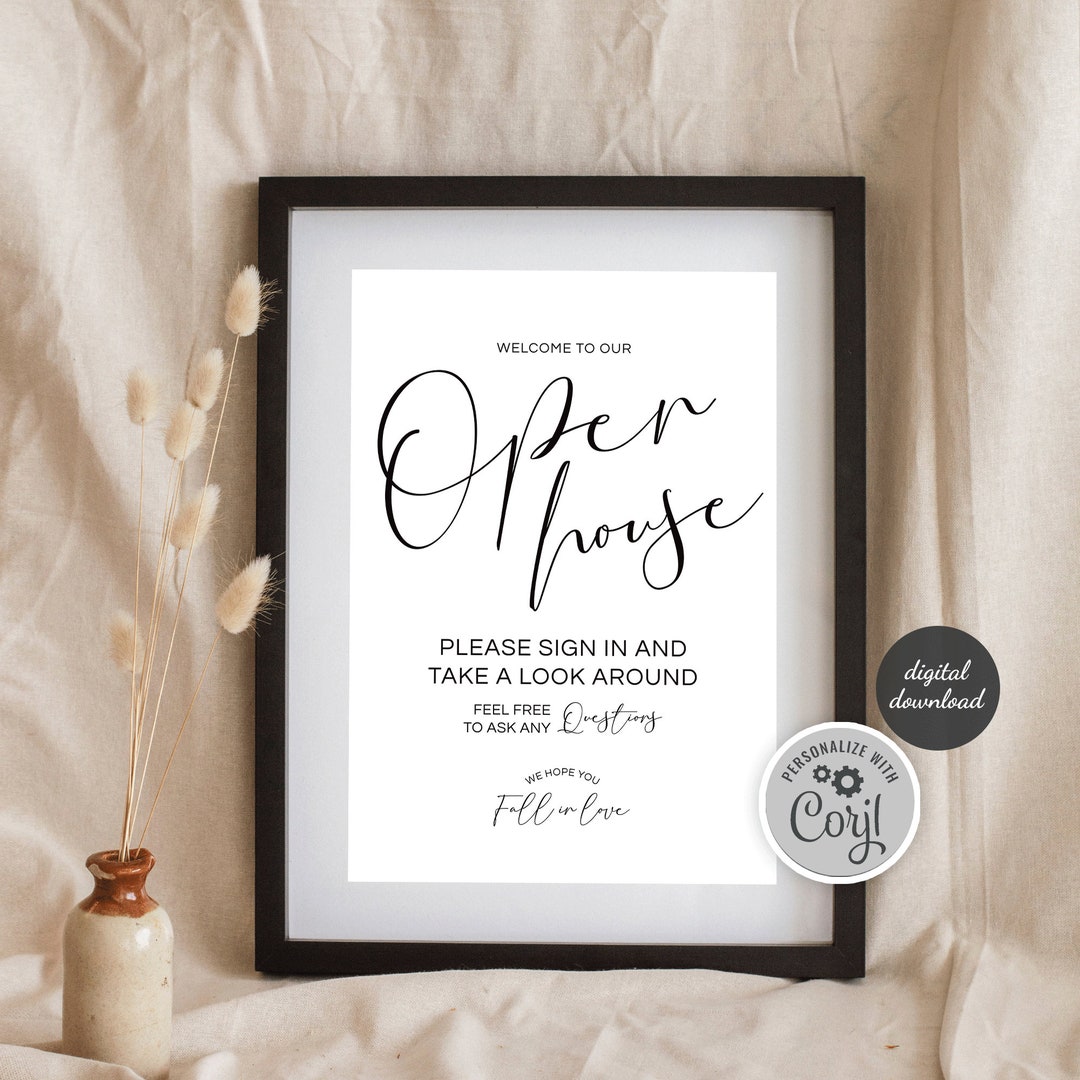 Minimalist Open House Welcome Sign Template, Editable Property Open Day ...