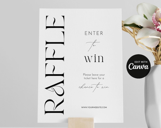 Elegant Raffle Sign Canva Template, Minimalist Enter to Win Poster 8" X ...