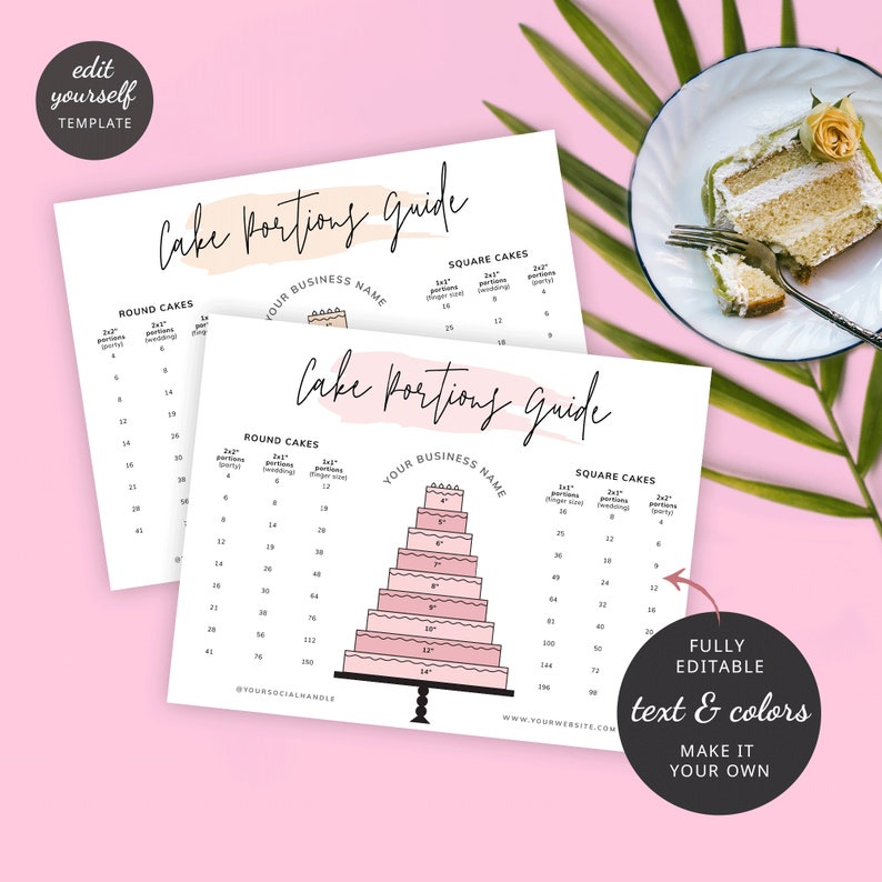 Editable Cake Portions Guide Template Printable Tiered Cake - Etsy